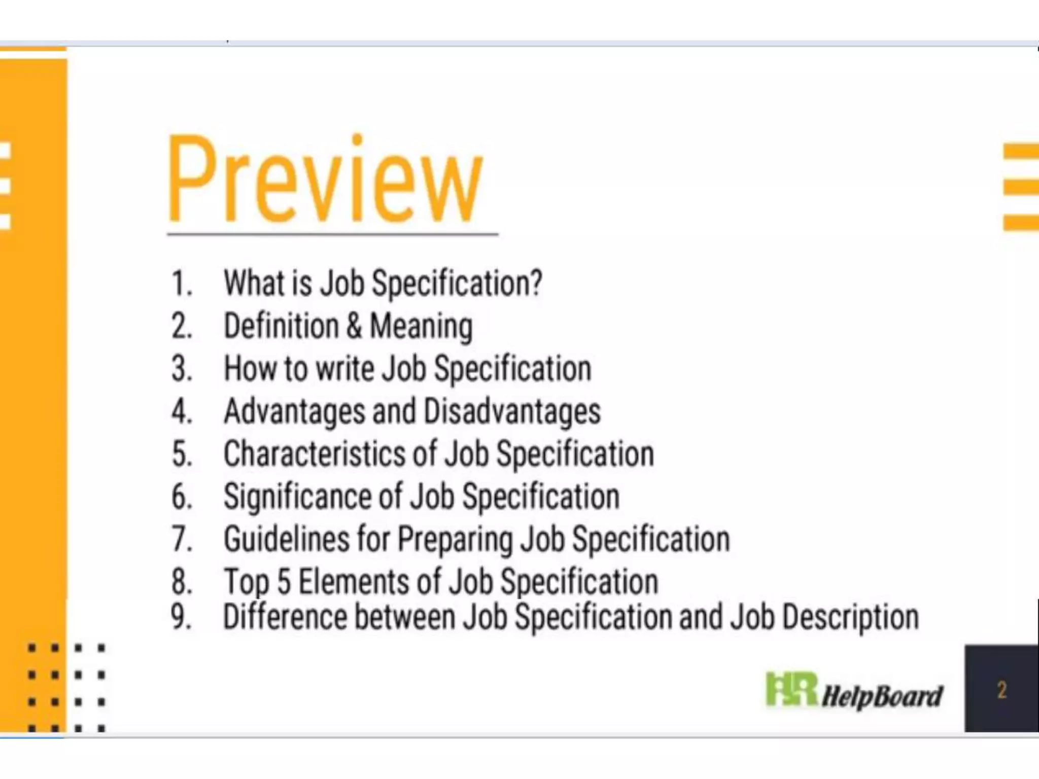 Job Specification | PPTX