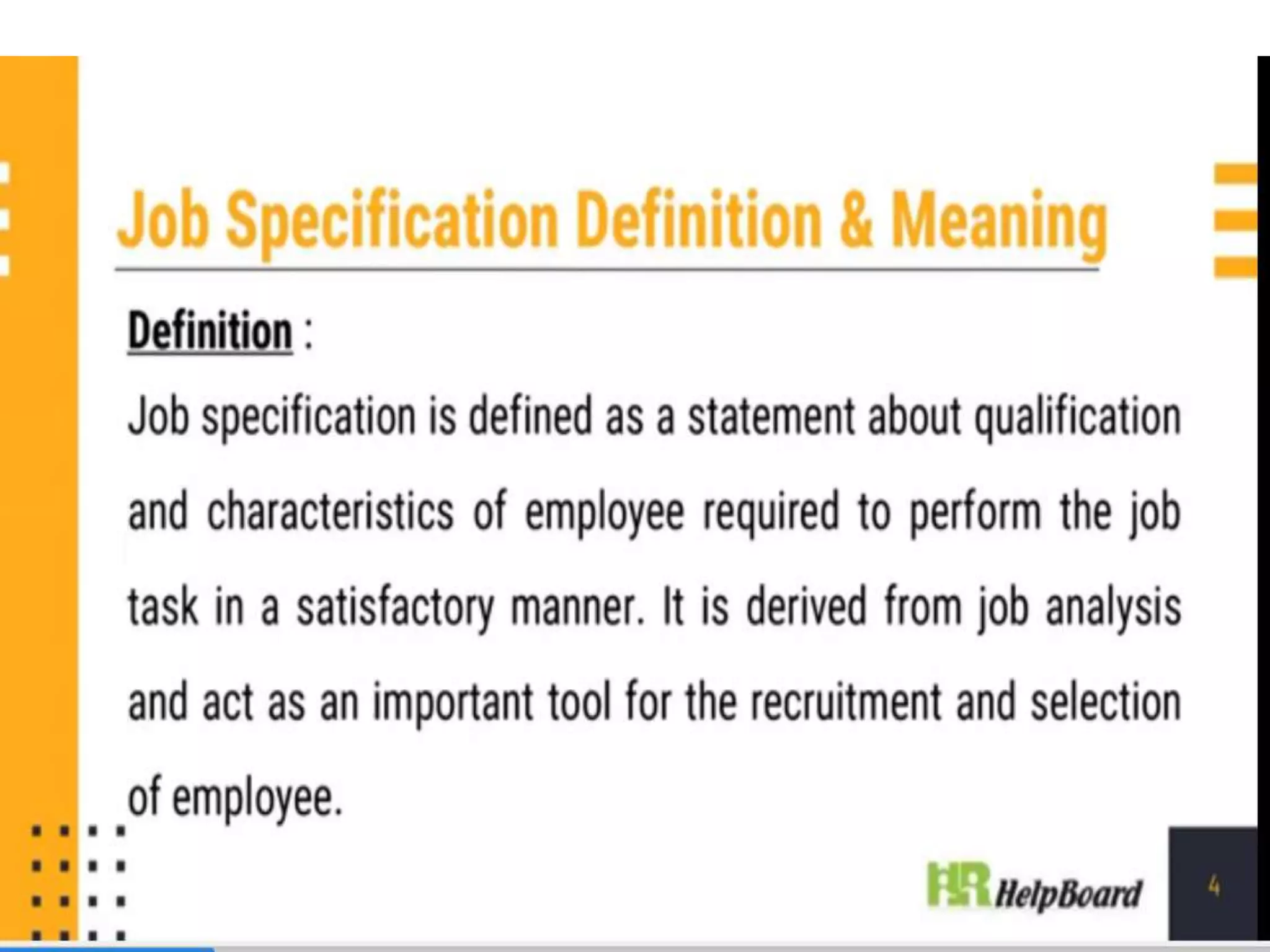 Job Specification | PPTX