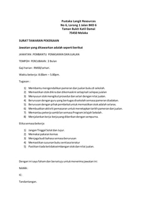 Job spec pekerja | DOCX