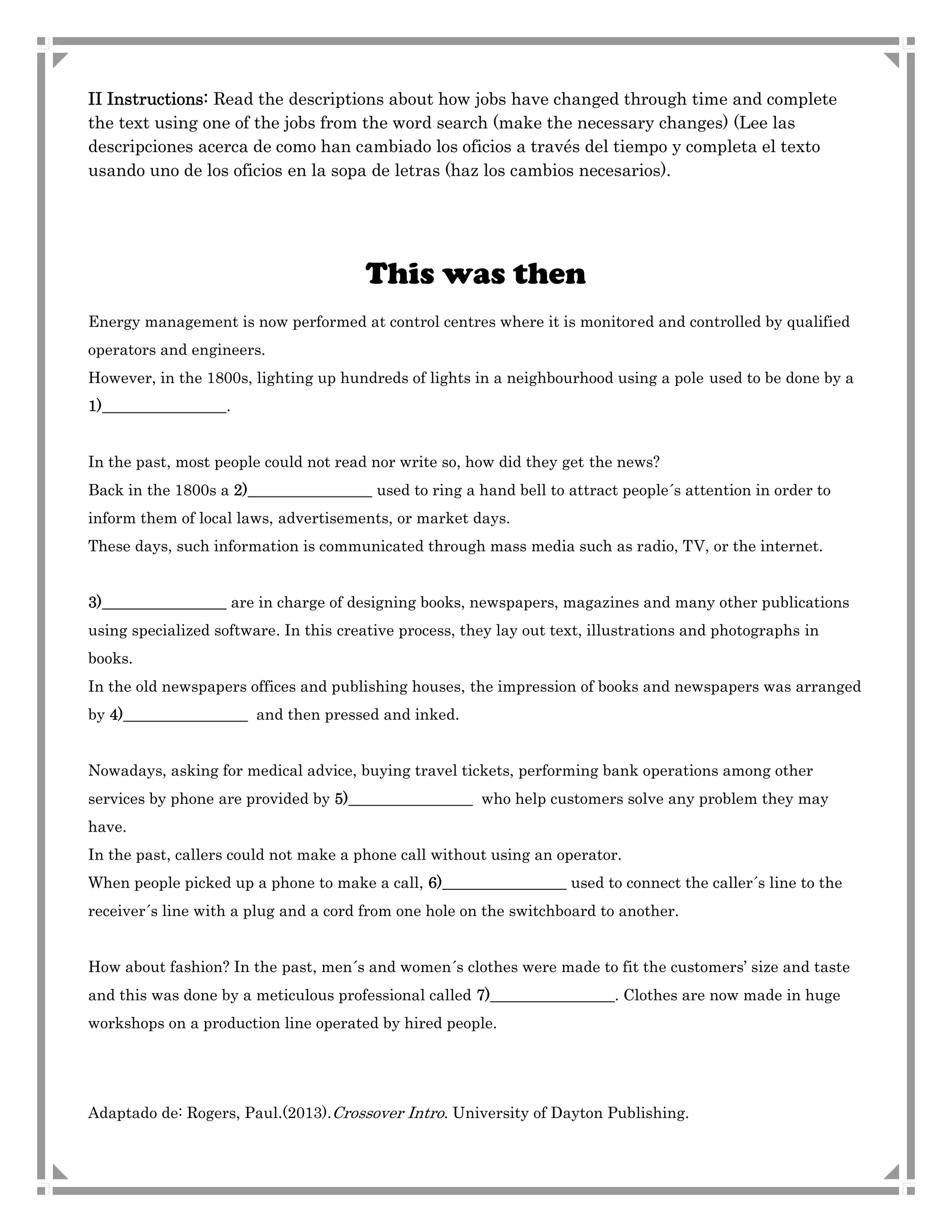 Jobs then and now | PDF