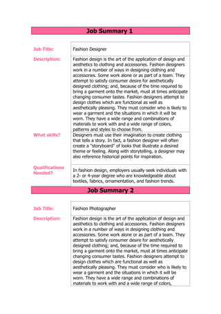 Job summary 1 | DOC