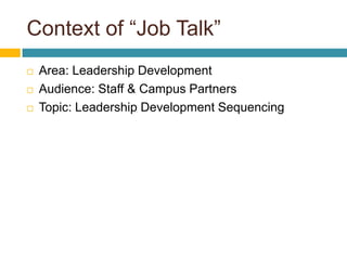 Mock Job Talk | PPTX | Professional School | Postgraduate Education