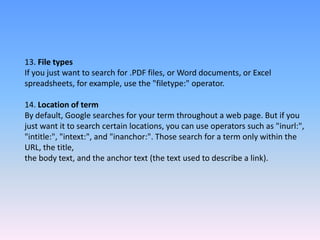 Google tips and tricks | PPT