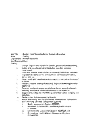 Job title section head | DOC