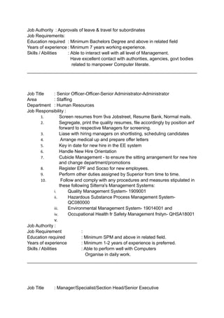 Job title section head | DOC