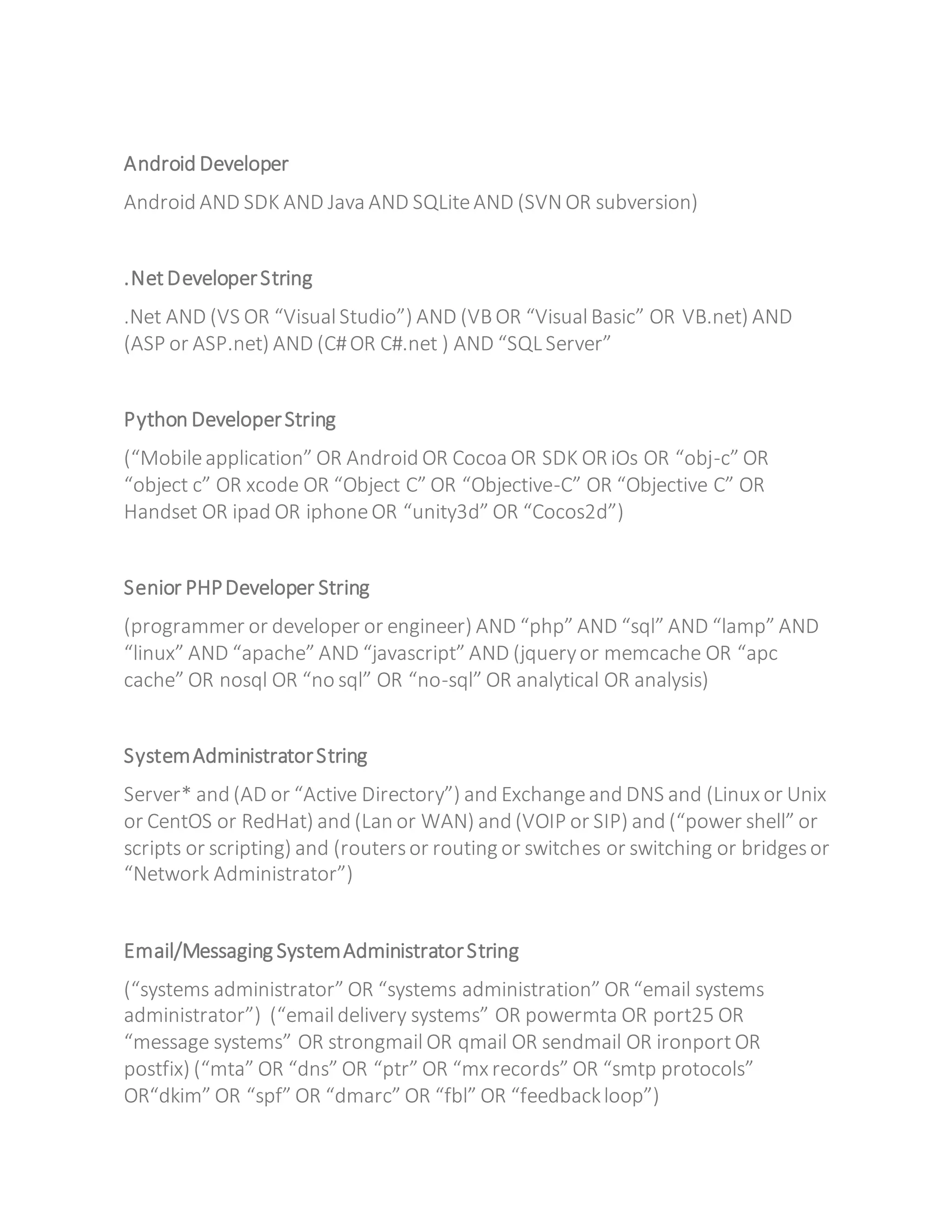 Job title string examples | DOCX