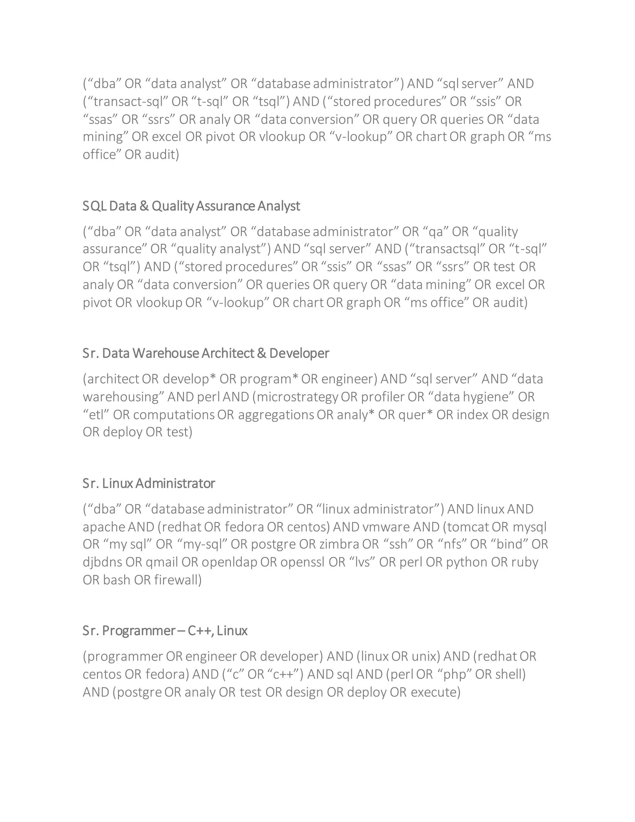 Job title string examples | DOCX