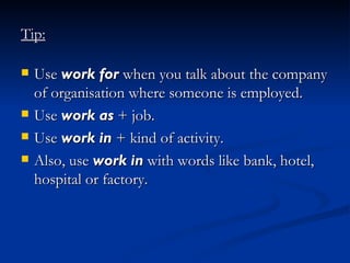 Job vocab prepositions | PPT