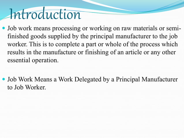 Job work Part 1 | PPT
