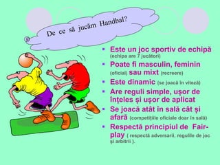 Jocul de handbal pps - rusu elena | PPSX