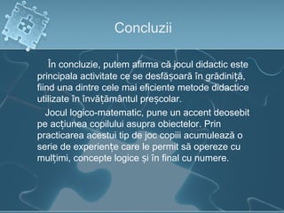 Jocul logico matematic | PPT