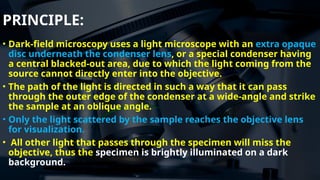 Dark-field microscopy (also called dark-ground microscopy) describes ...