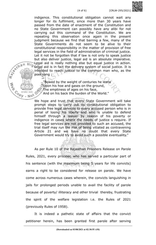 Jodhpur hc order july 28 parole | PDF Jodhpur hc order july 28 parole | PDF