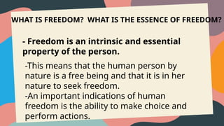 Freedom of the Human Person Introduction to the Philosophy | PPTX