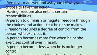 Freedom of the Human Person Introduction to the Philosophy | PPTX