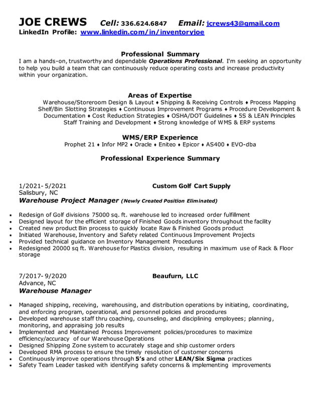 Joe Crews Resume | PDF