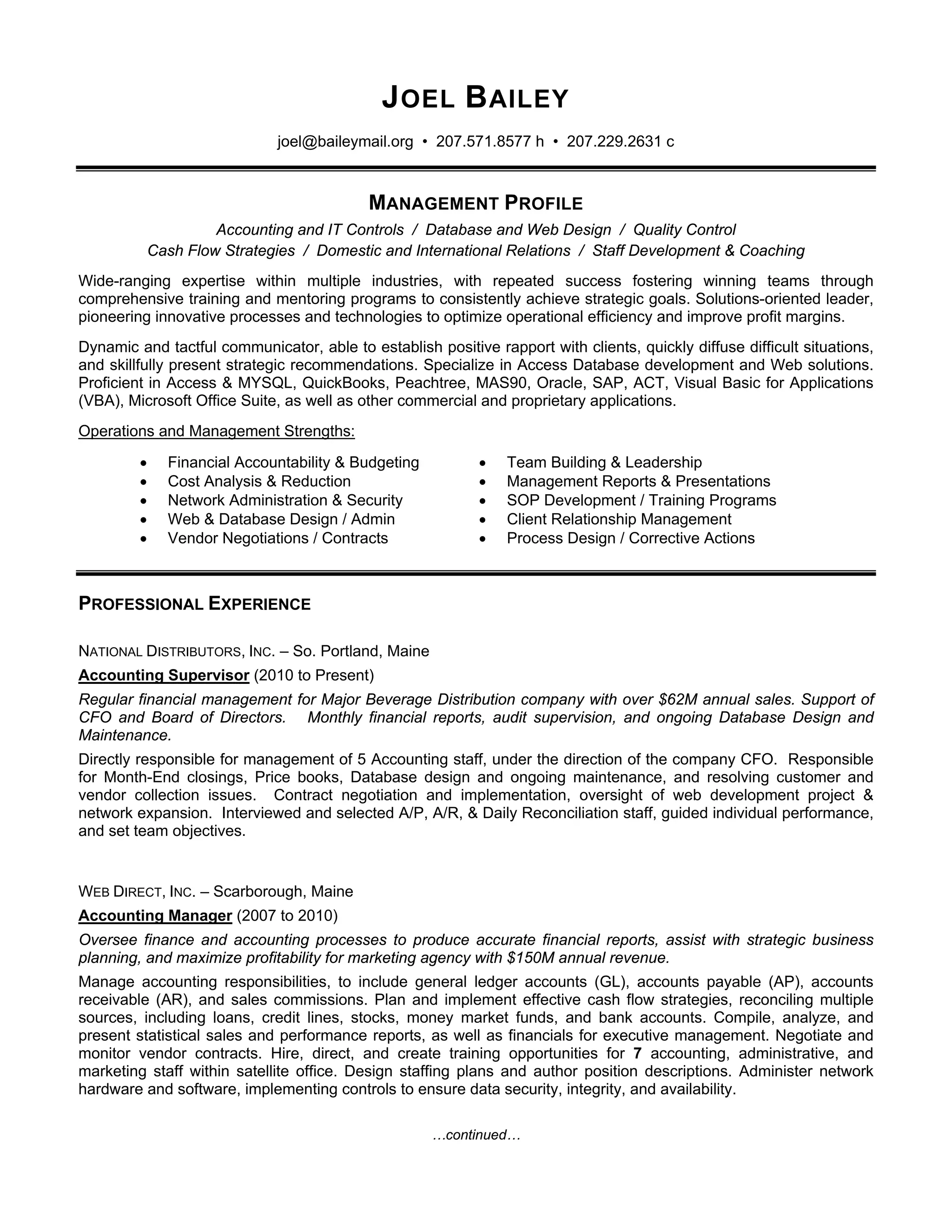 Joel Bailey Resume | PDF