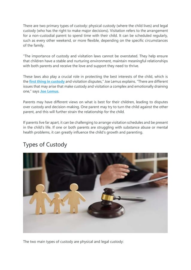 Joe Lemus Explains How Do Custody and Visitation Laws Work? | PDF