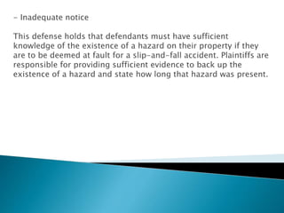 Three Possible Defenses in Slip-and-Fall Cases | PPT