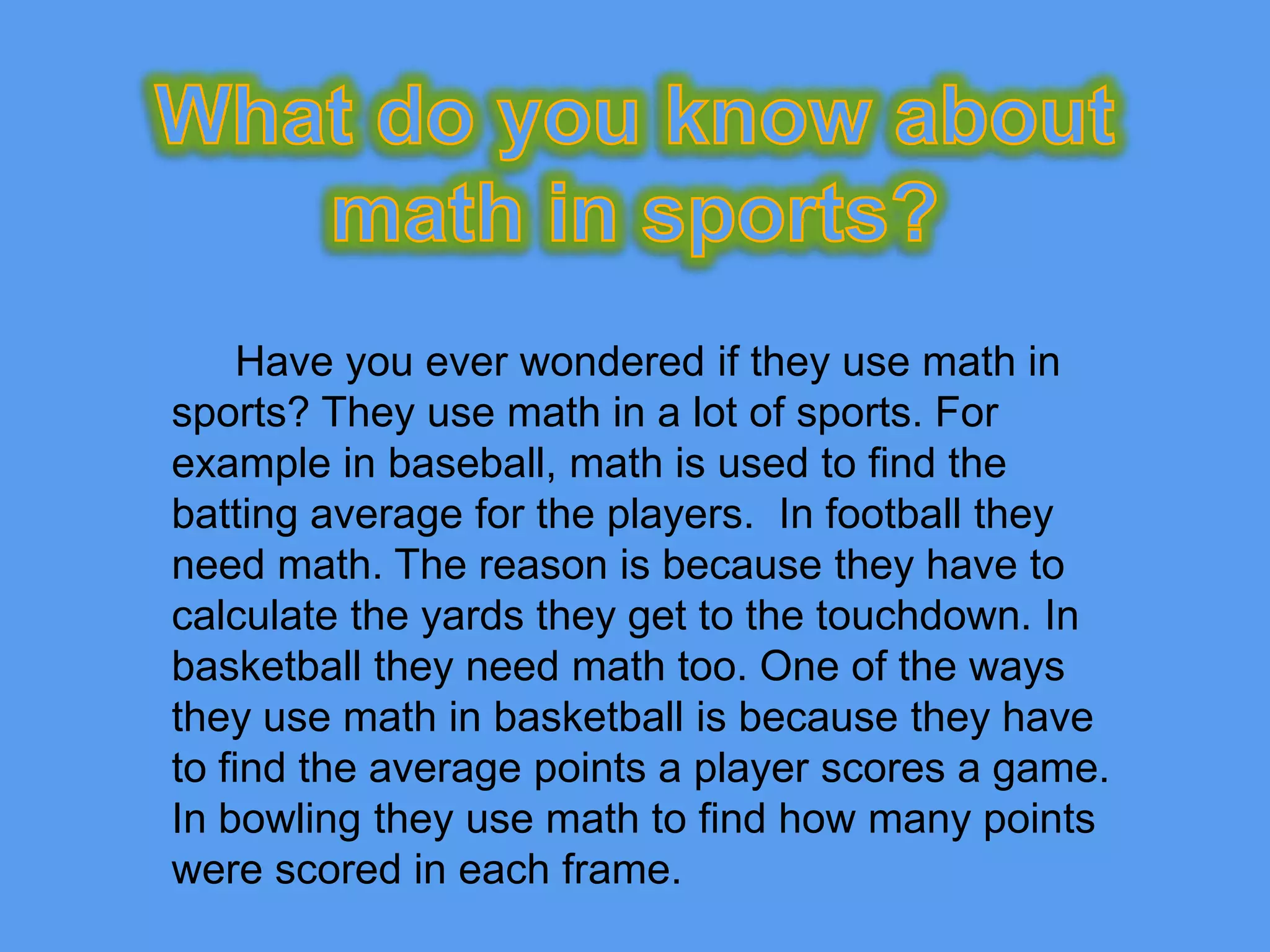MATH IN SPORTS | PPTX