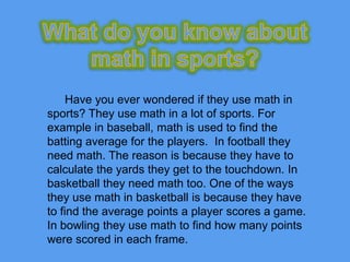 MATH IN SPORTS | PPTX