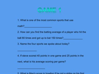 MATH IN SPORTS | PPTX
