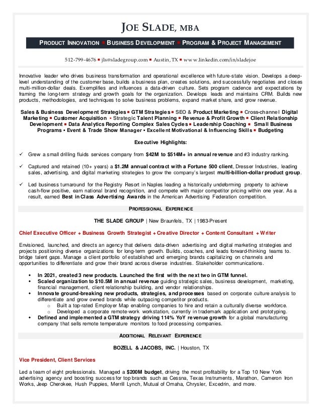 Joe slade resume 2021 | DOCX