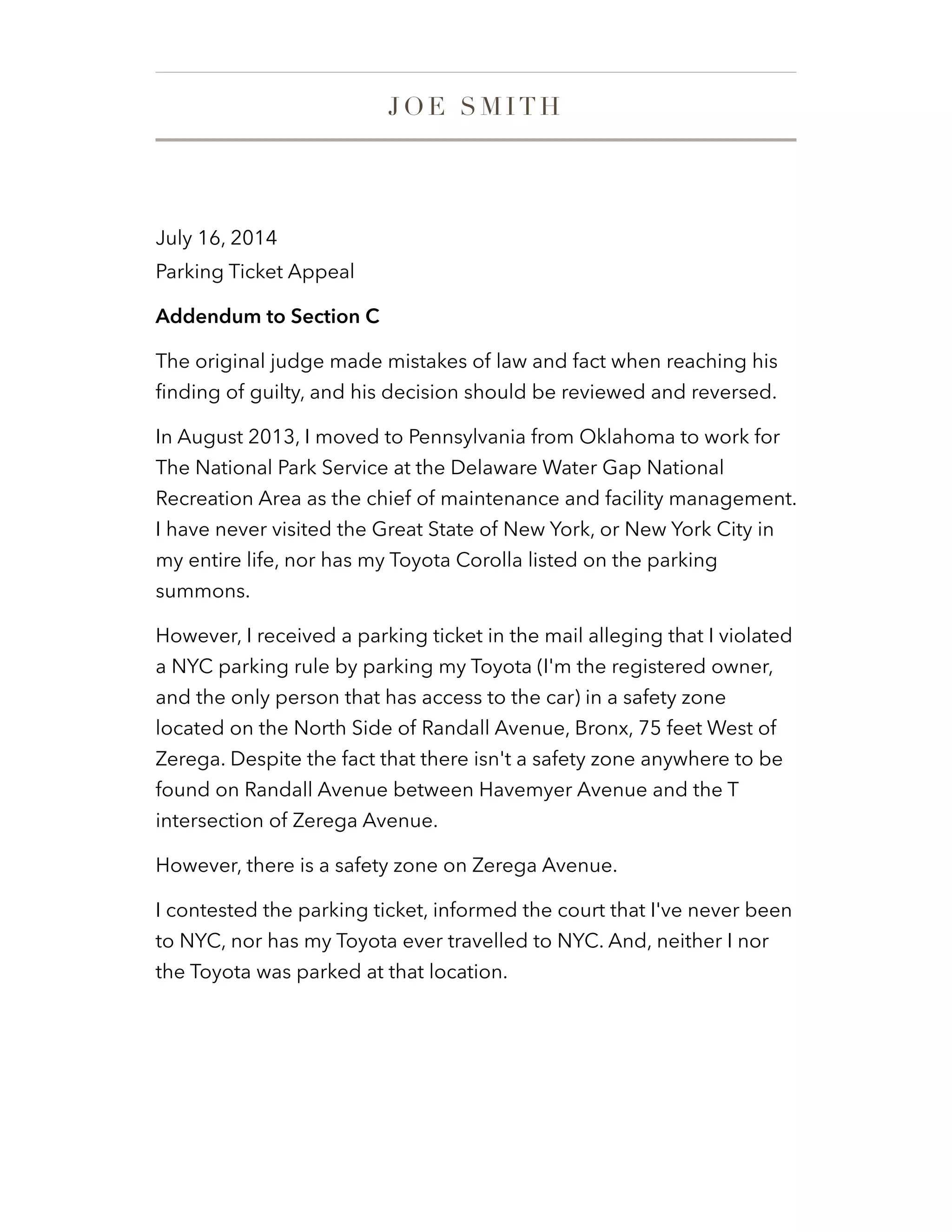 Joe smith appeal-addendum c | PDF