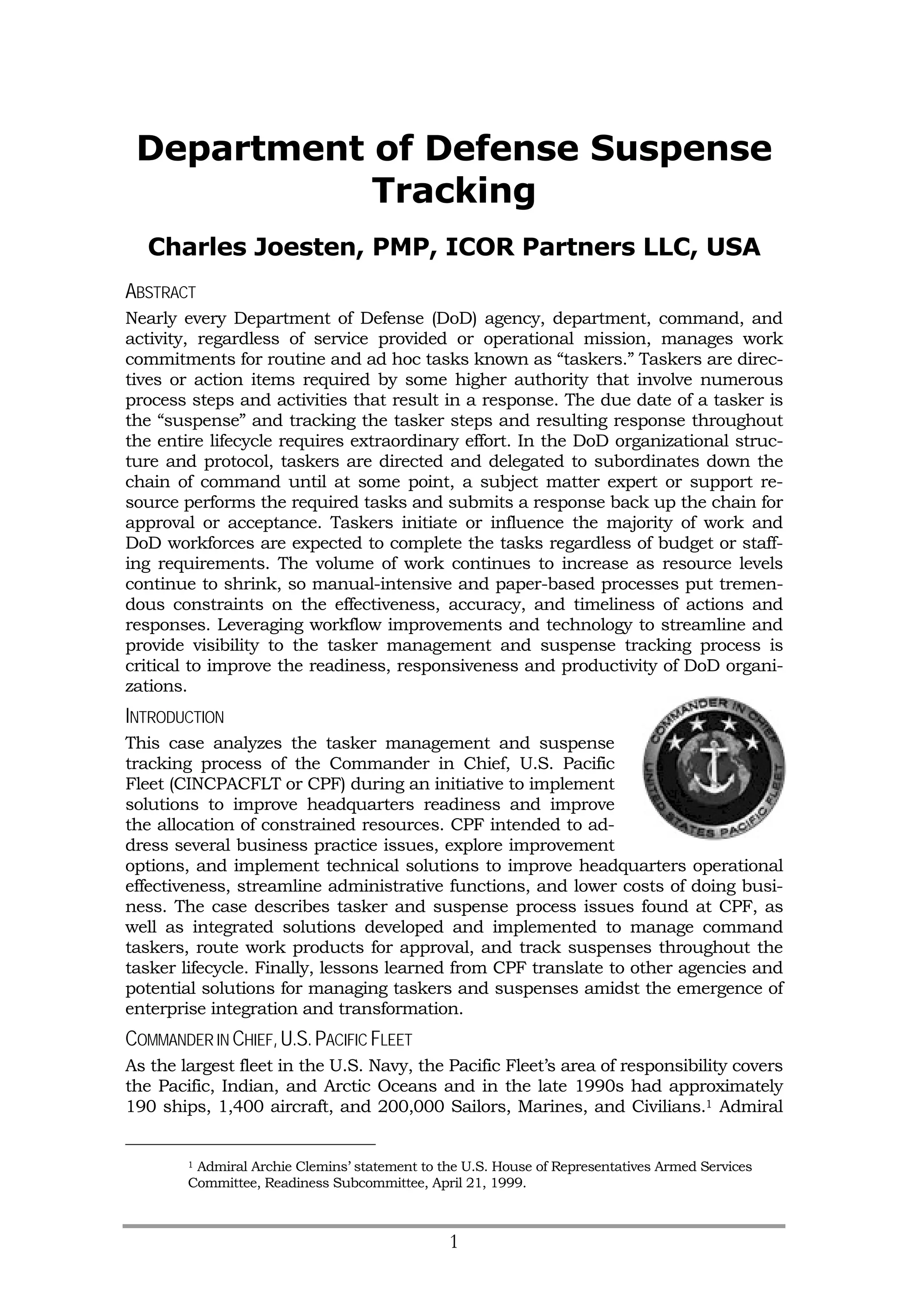 DoD Suspense Tracking - Joesten | PDF