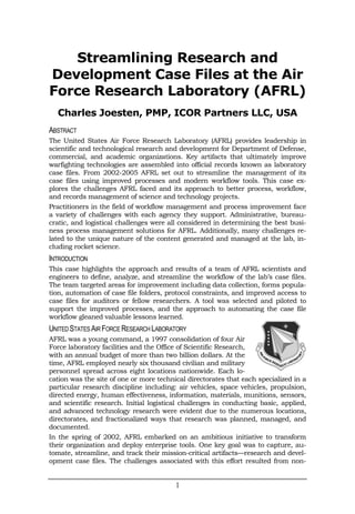Streamlining R&D Case Files at the AFRL | PDF