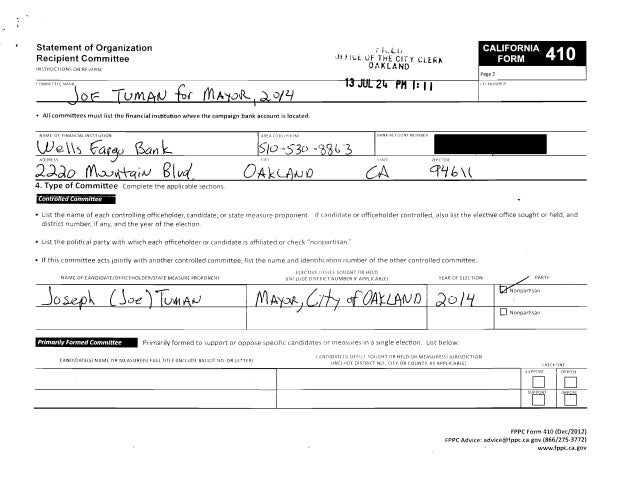 Joe Tuman FPPC Form 410