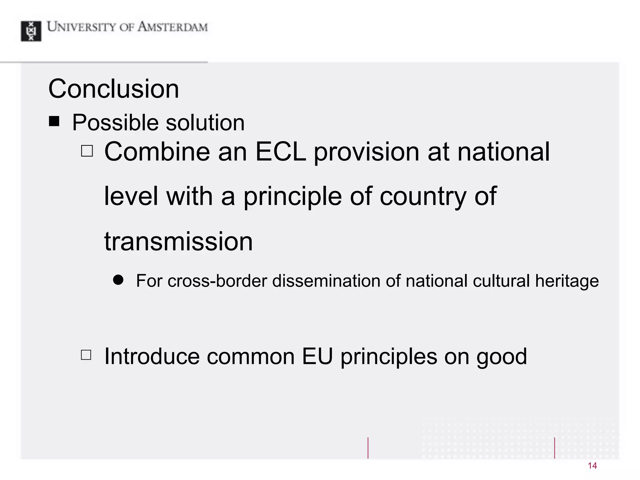 The ECL model in a multi-territorial / cross-border settingJohan | PDF