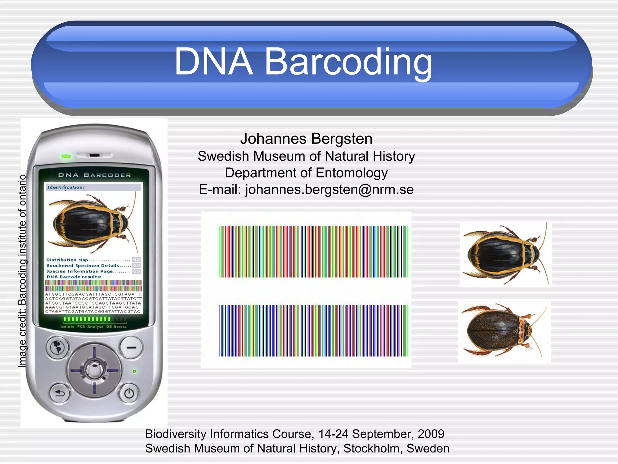 Johannes Bergsten Dna Barcoding | PPT