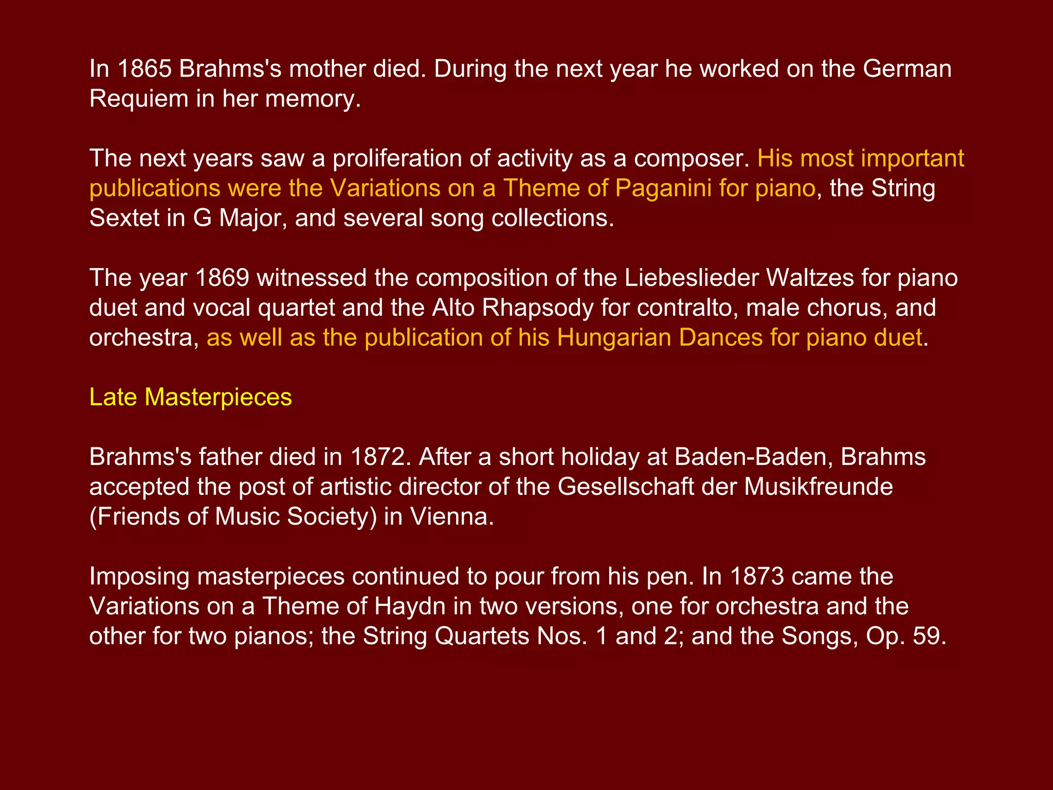 Johannes Brahms Biography | PPS