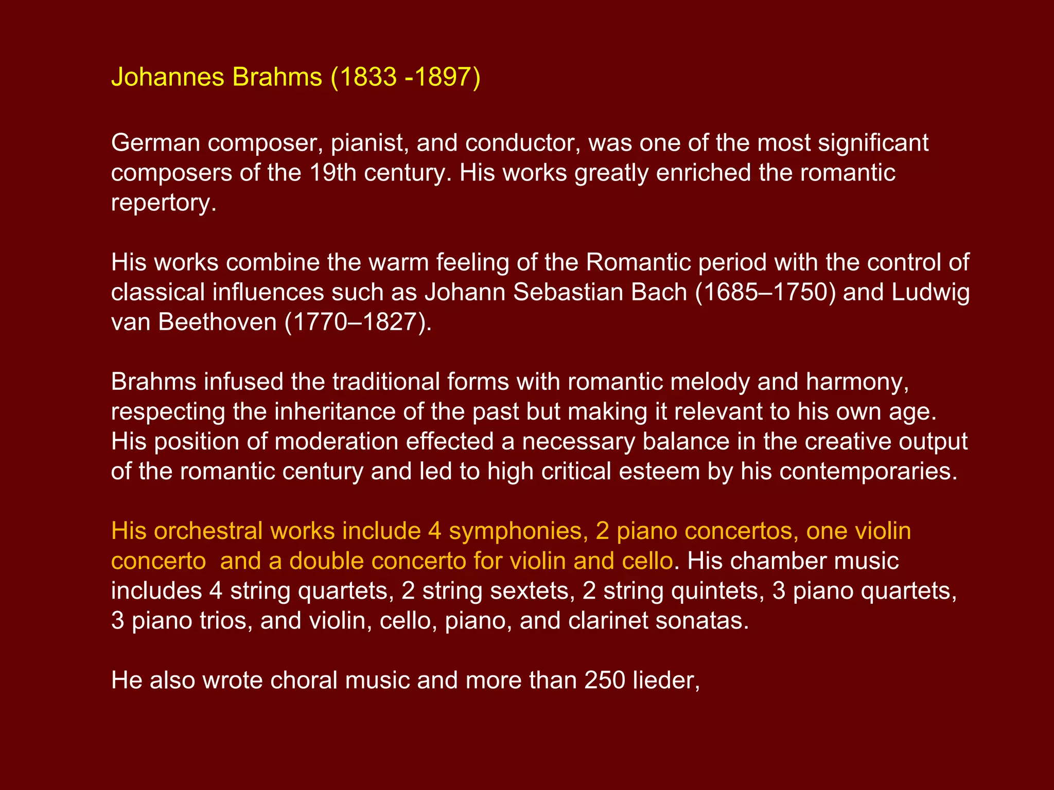 Johannes Brahms Biography | PPS