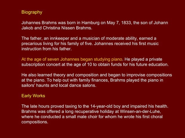 Johannes Brahms Biography | PPS