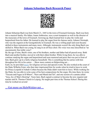 Johann Sebastian Bach (1685- 1750) Essay | PDF