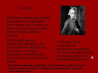 Johann Wolfgangvon Goethe his biography and | PPT