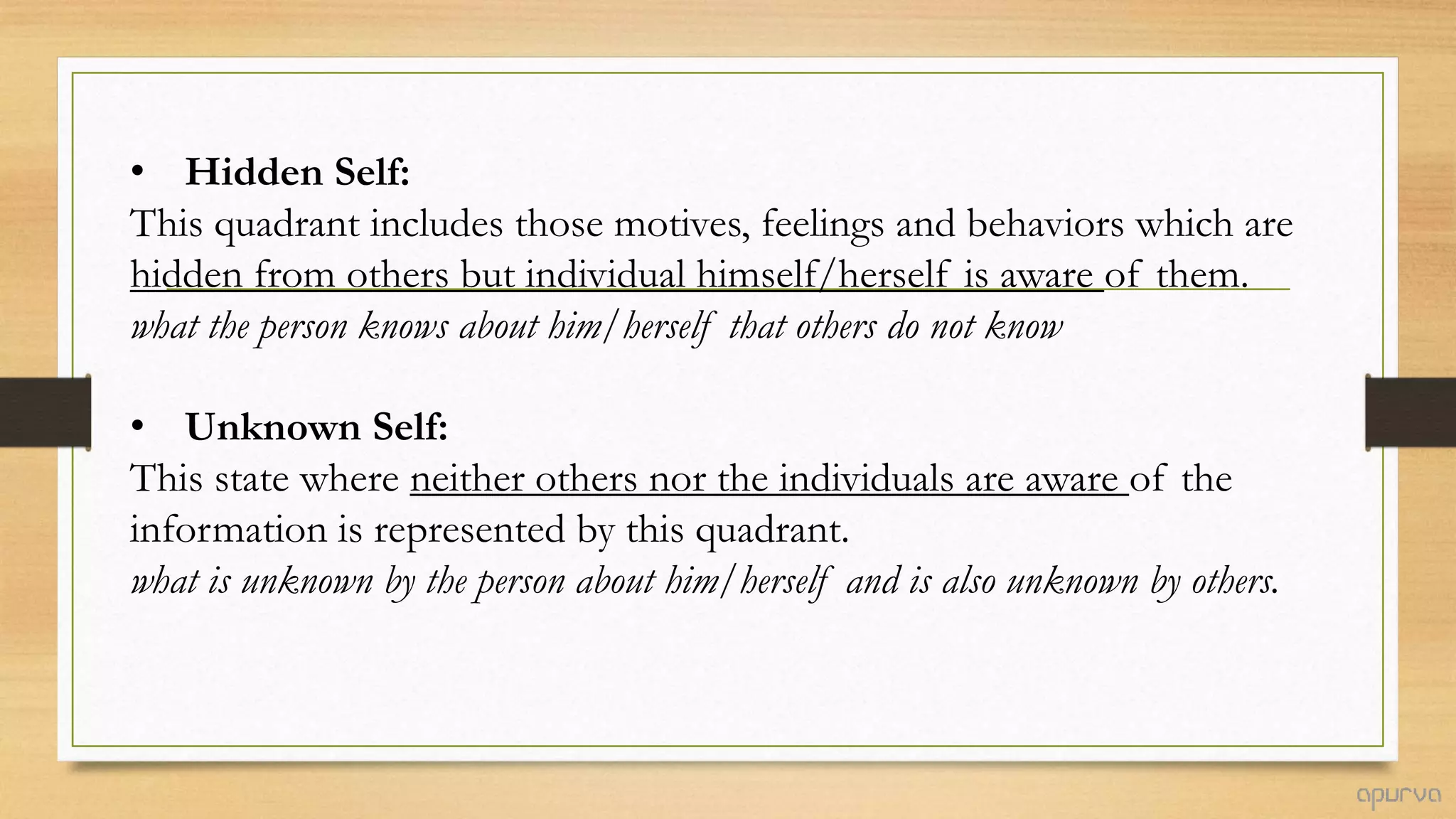 Johari Window - Organisational Behaviour | PPTX