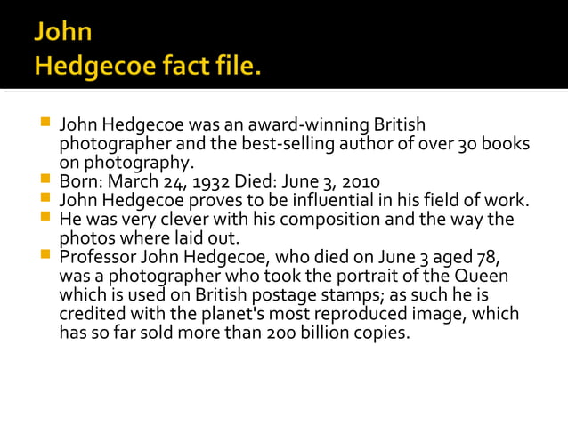 John Hedgecoe fact file | PPT