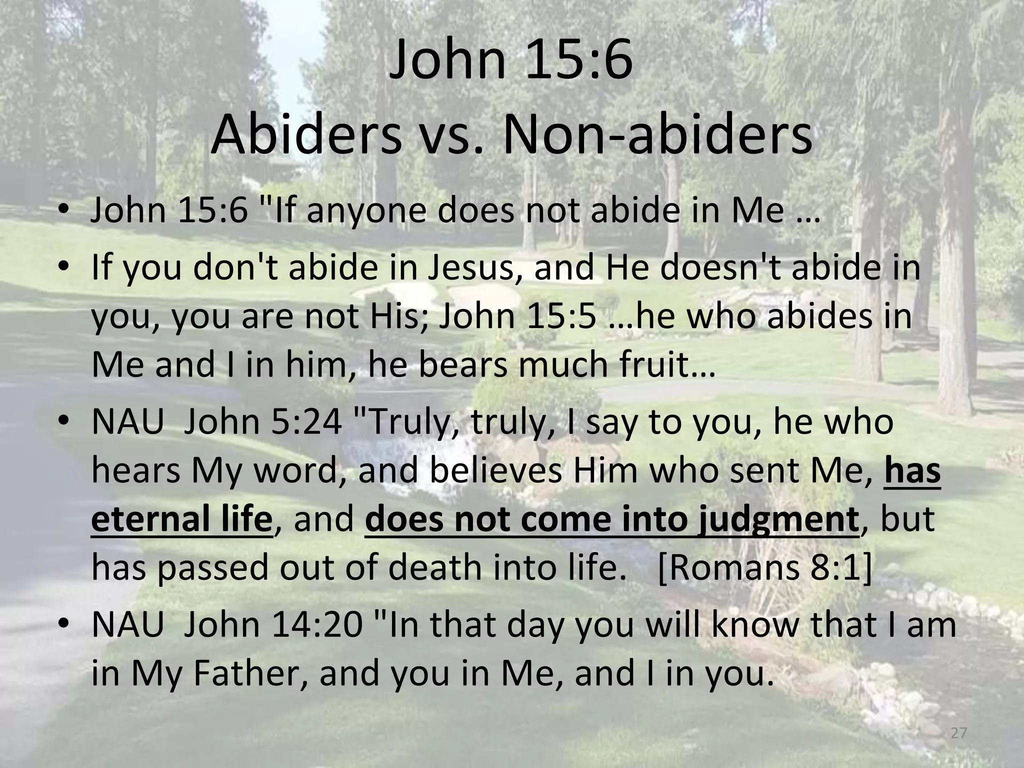 John 15:1-8, Difficult passage, Israel vine, Jesus True Vine; Unbelievers get burned, lifted up ...