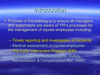 John 1 Guide To Injury Management 2011.Ppt Updated | PPT