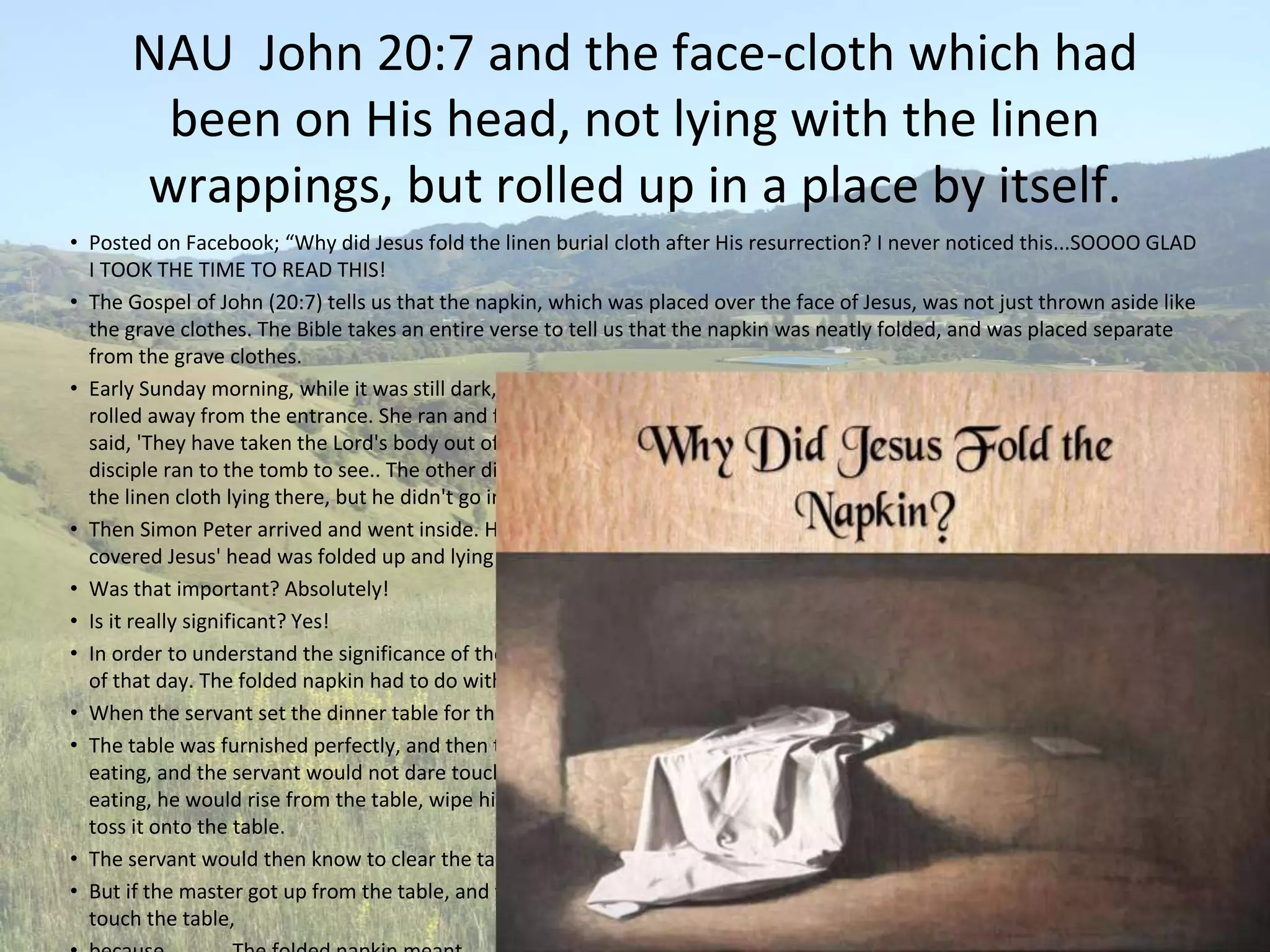 John 20, Salvation Believe; Miraculous Grave Clothes; Resurrection ...