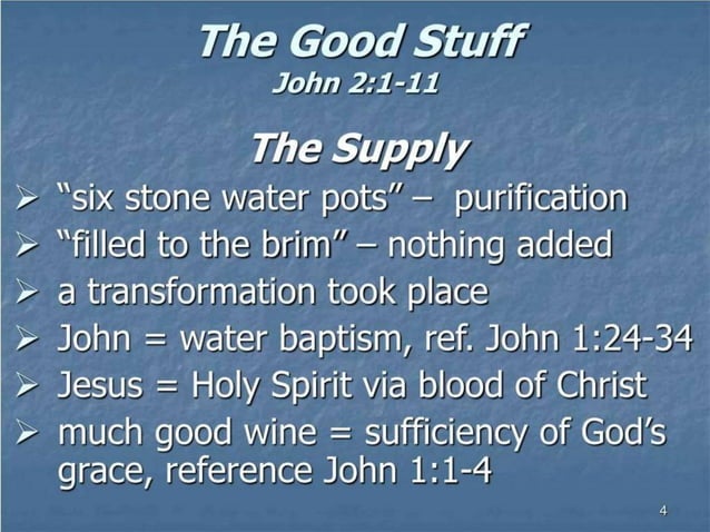 John 2 1-11 Jesus turns water into wine at the wedding in Cana | PPT