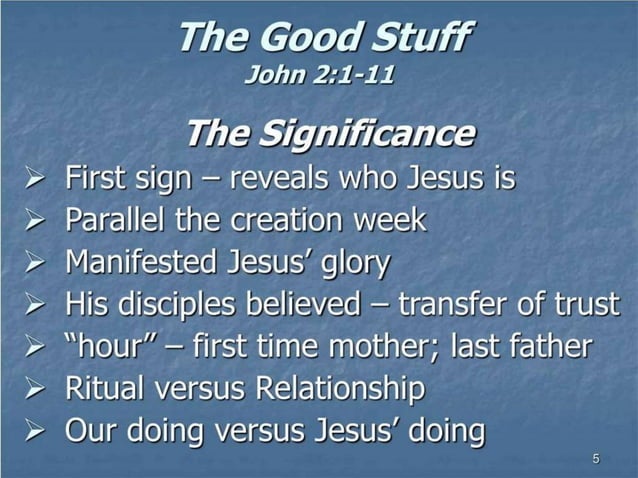 John 2 1-11 Jesus turns water into wine at the wedding in Cana | PPT
