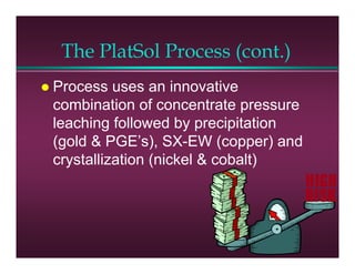 A Dilemma for New Producers of PGE/Base Metal Flotation and Gravity ...
