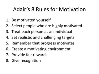 John Adair And Leadership Skills -Motivation and Decision Making | PPTX