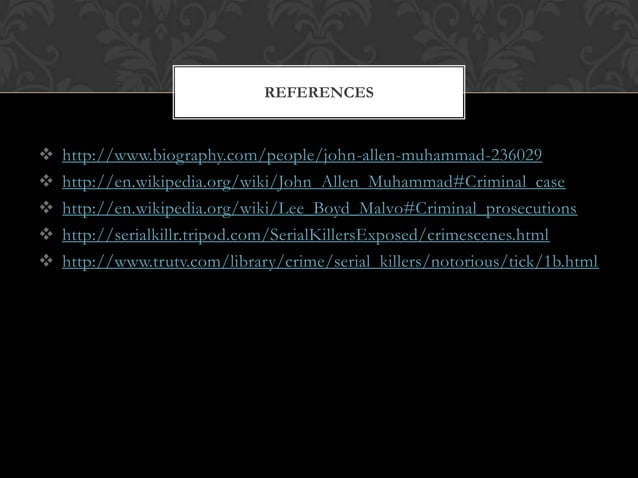 John allen muhammad and lee boyd malvo ms | PPTX | Crime & Harmful Acts to Individuals, Society ...