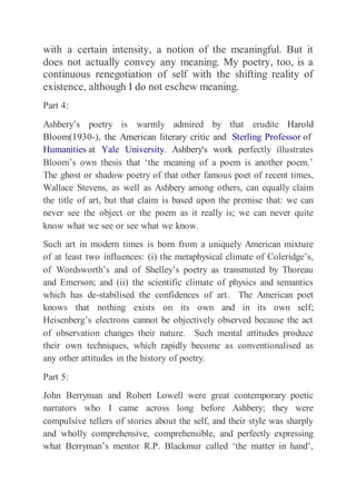 John Ashbery: Some Personal Reflections | DOCX | Poetry | Books and ...