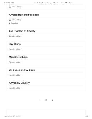 John Ashbery Poems - Biography of Poet John Ashbery · OZoFe.Com ...